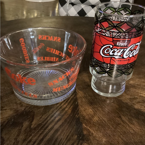 Coca Cola | Dining | Coca Cola Glass Bowl And Tumbler Set Red And Black ...